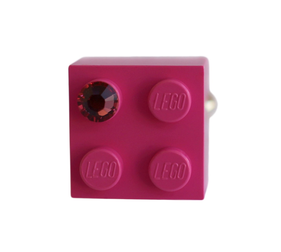 Dark Pink LEGO® Brick 2x2 With a Pink SWAROVSKI® Crystal on a - Etsy Israel