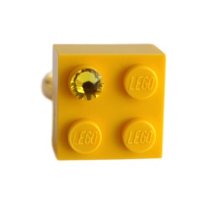 Yellow LEGO® Brick 2x2 With a Yellow SWAROVSKI® Crystal on a Silver ...