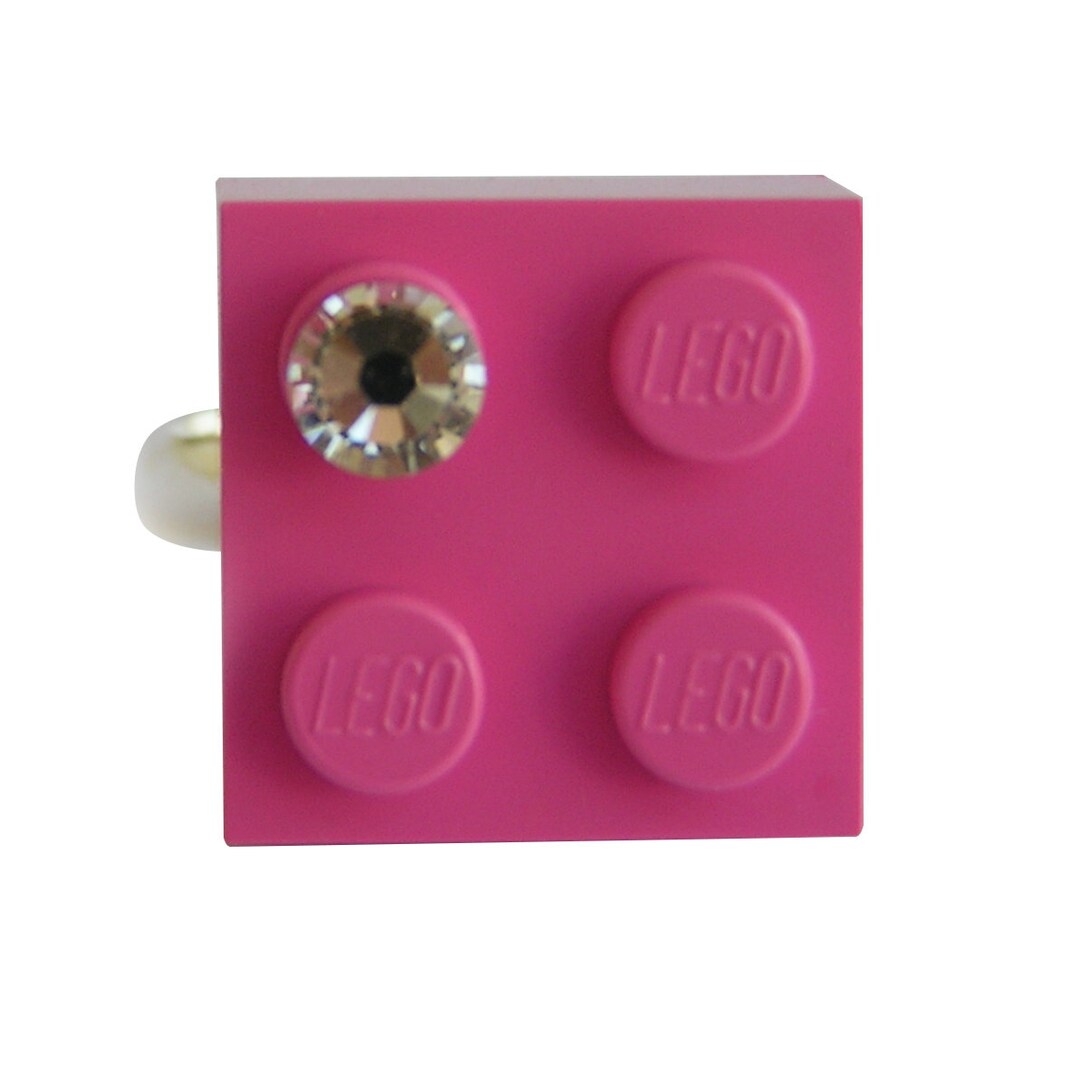Dark Pink LEGO® Brick 2x2 With a ‘diamond’ Color SWAROVSKI® Crystal on ...