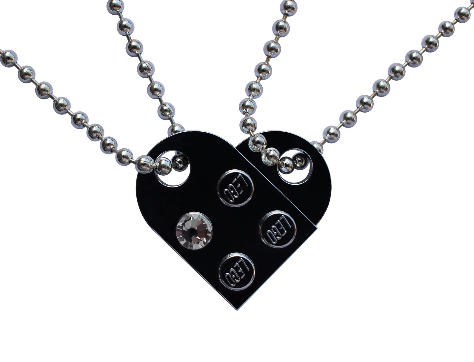Chrome Silver 2 Piece Customizable LEGO® Heart Made From 2 LEGO® Plates ...