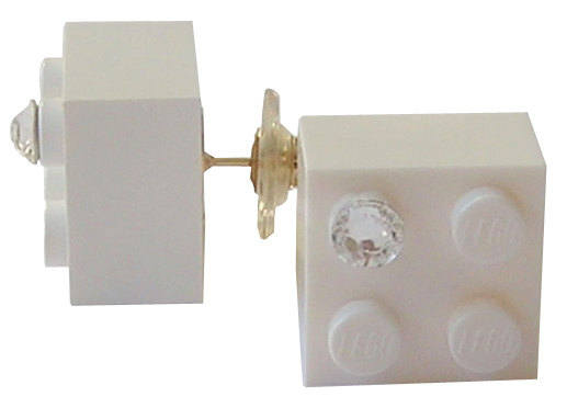 White LEGO® Brick 2x2 With a 'diamond' Color SWAROVSKI® Crystal on a ...