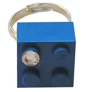 Dark Blue LEGO® Brick 2x2 With a ‘diamond’ Color SWAROVSKI® Crystal on ...