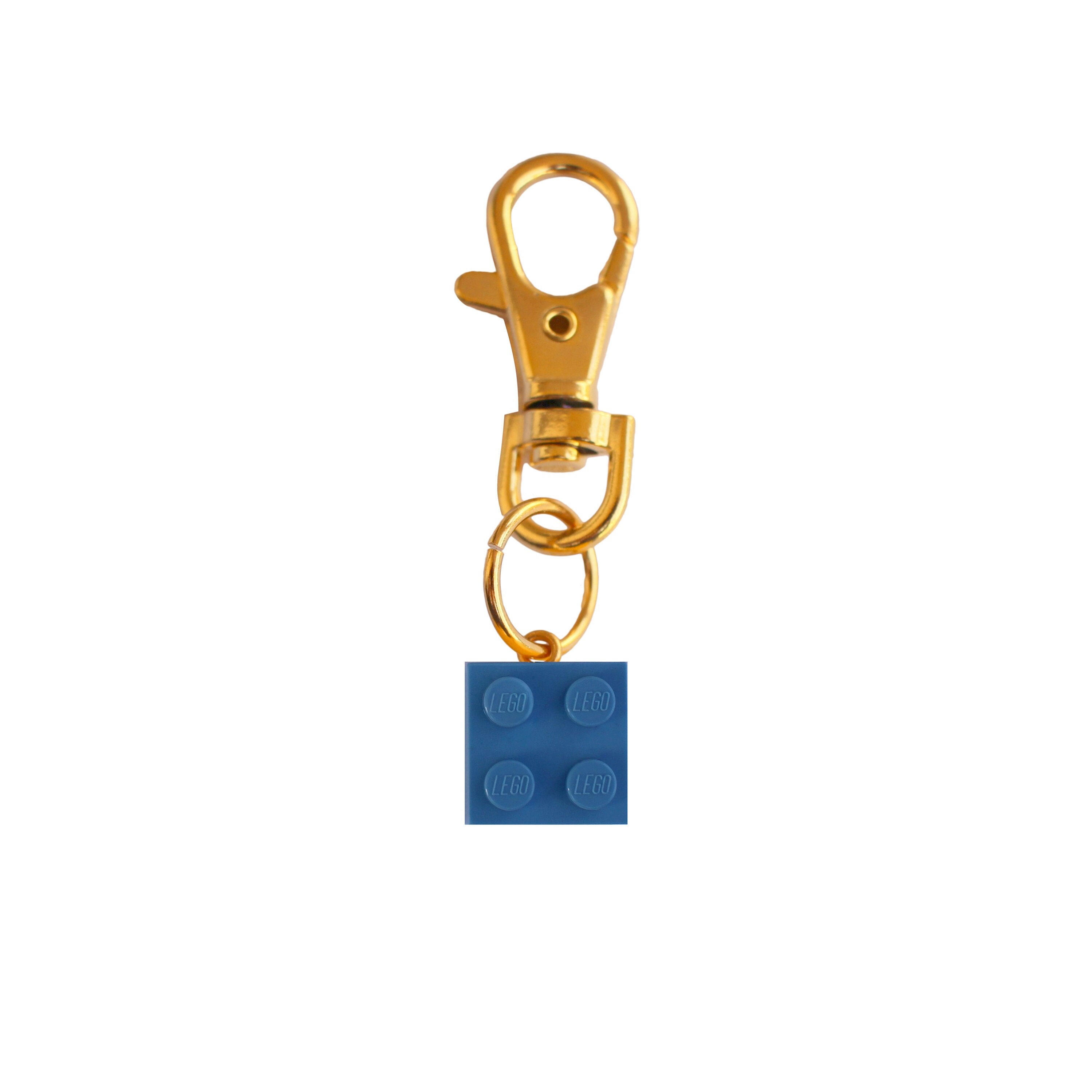 Light Blue LEGO® Brick 2x2 on a Silver/gold Keyring keychain Gift for ...