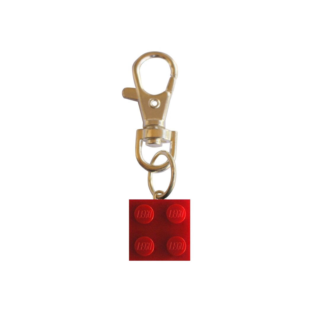 Red LEGO® Brick 2x2 on a Silver/gold Keyring (keychain) - Gift for LEGO ...