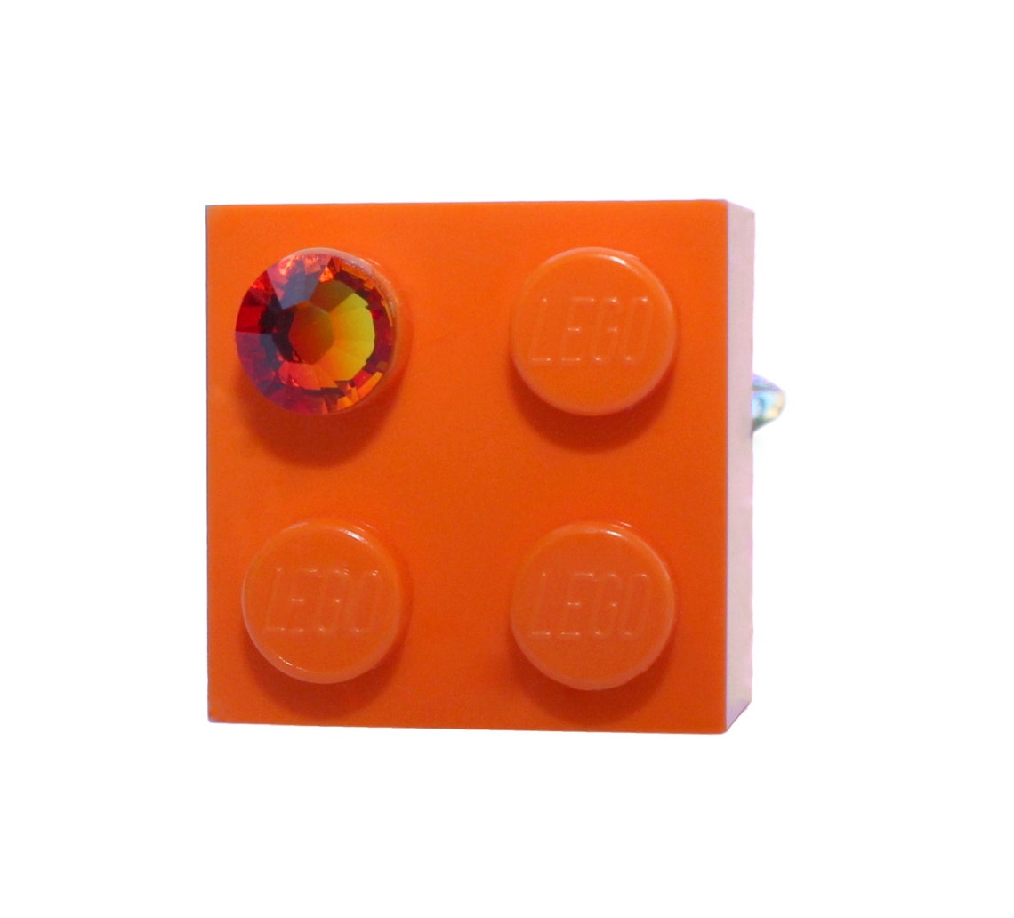Orange LEGO® Brick 2x2 With an Orange SWAROVSKI® Crystal on a - Etsy