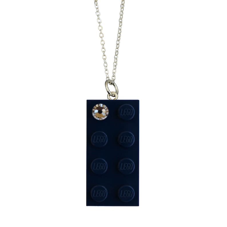 Navy Blue LEGO® Brick 2x4 With a 'diamond' Color SWAROVSKI® Crystal on ...