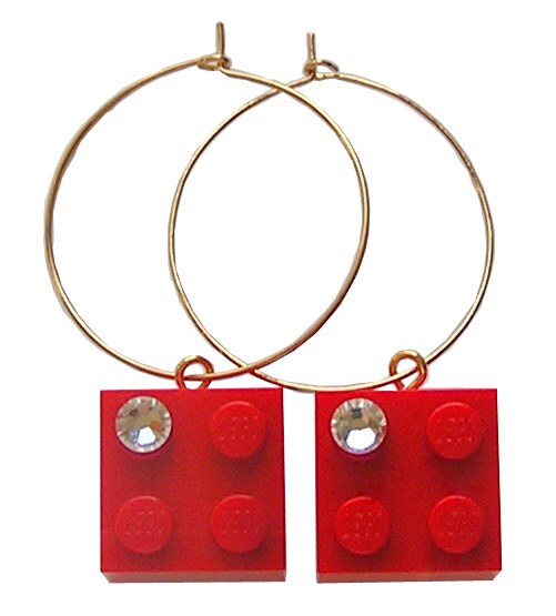Red LEGO® Brick 2x2 With a diamond Color SWAROVSKI® Crystal - Etsy