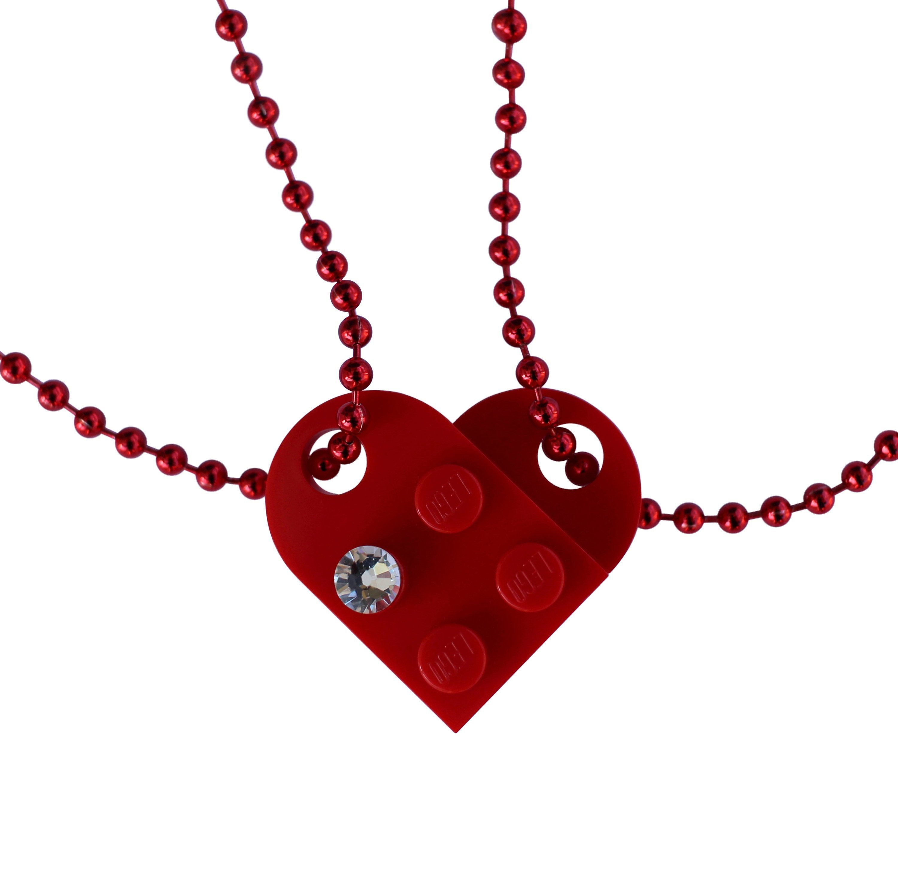 Red 2 Piece Customizable Heart Made From 2 LEGO® Plates With a 'diamond ...