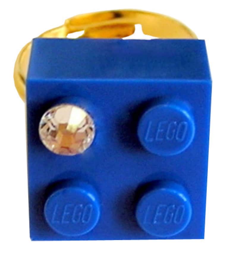 Dark Blue LEGO® Brick 2x2 With a ‘diamond’ Color SWAROVSKI® Crystal on ...