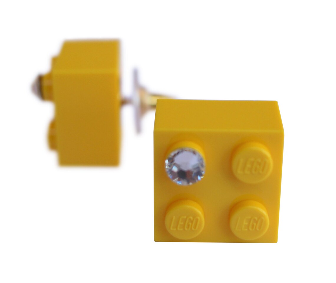 Yellow LEGO® Brick 2x2 With a 'diamond' Color SWAROVSKI® Crystal on a ...