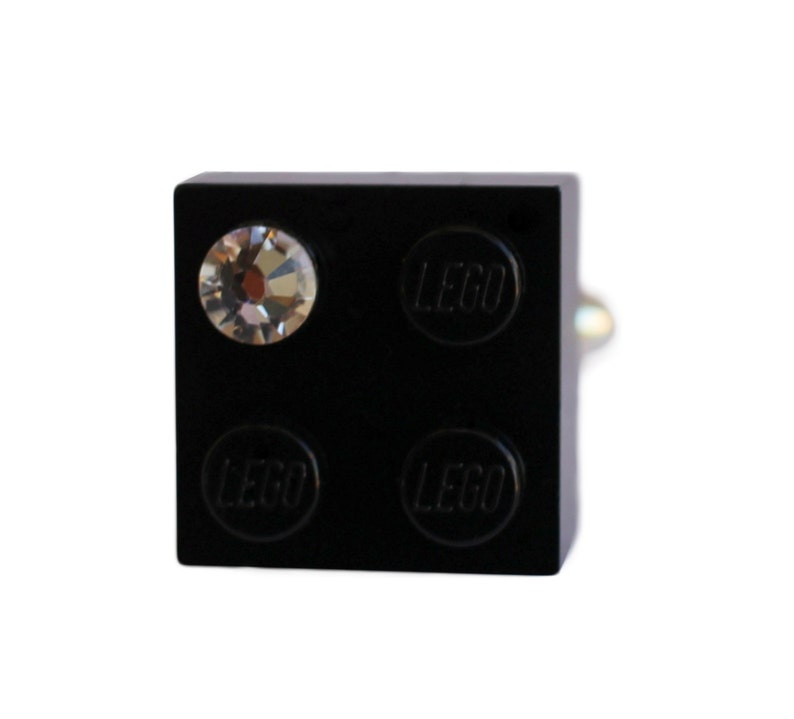 Black LEGO® Brick 2x2 With a ‘diamond’ Color SWAROVSKI® Crystal on a ...