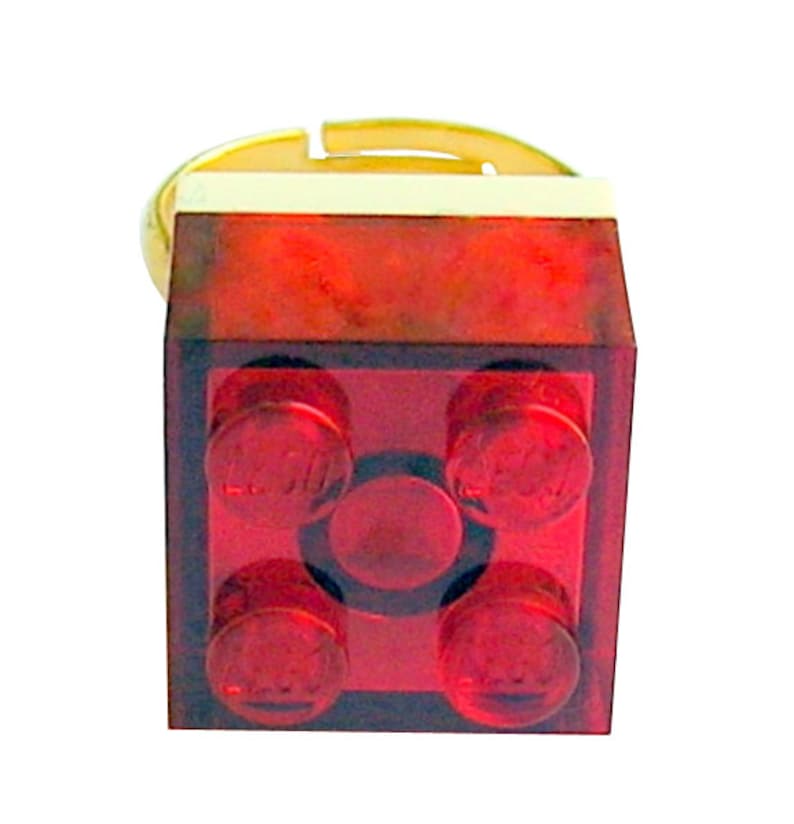 Transparent Red LEGO® Brick 2x2 on a Silver/gold Plated - Etsy