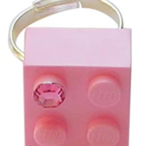Light Pink LEGO® Brick 2x2 With a Pink SWAROVSKI® Crystal on a Silver ...