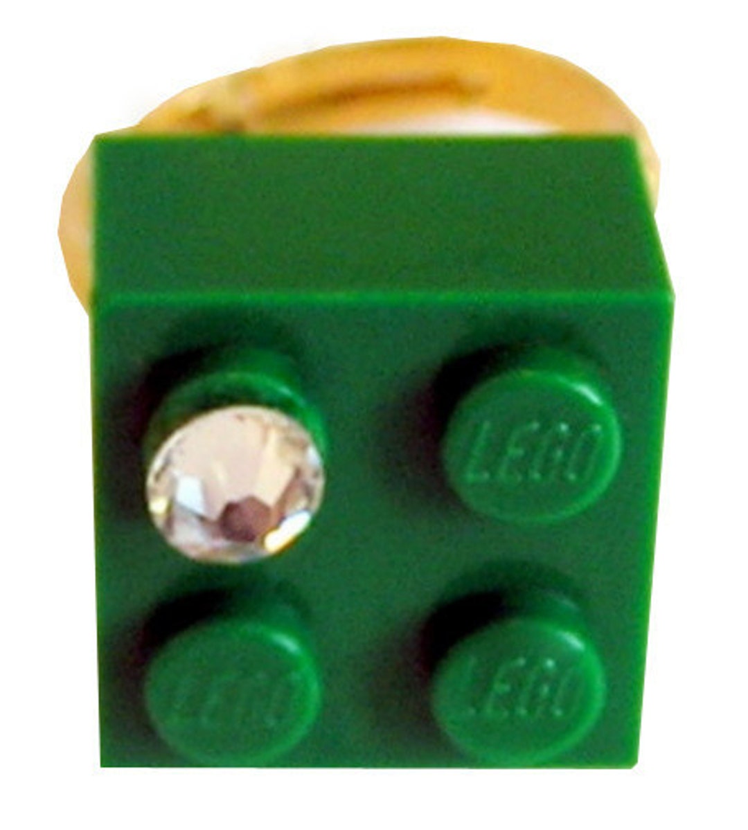 Dark Green LEGO® Brick 2x2 With a 'diamond' Color SWAROVSKI® Crystal on ...