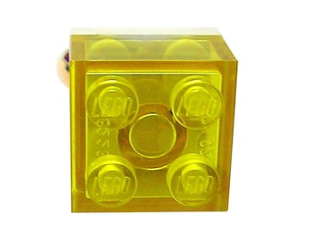 Transparent Yellow LEGO® Brick 2x2 on a Silver/gold Plated | Etsy
