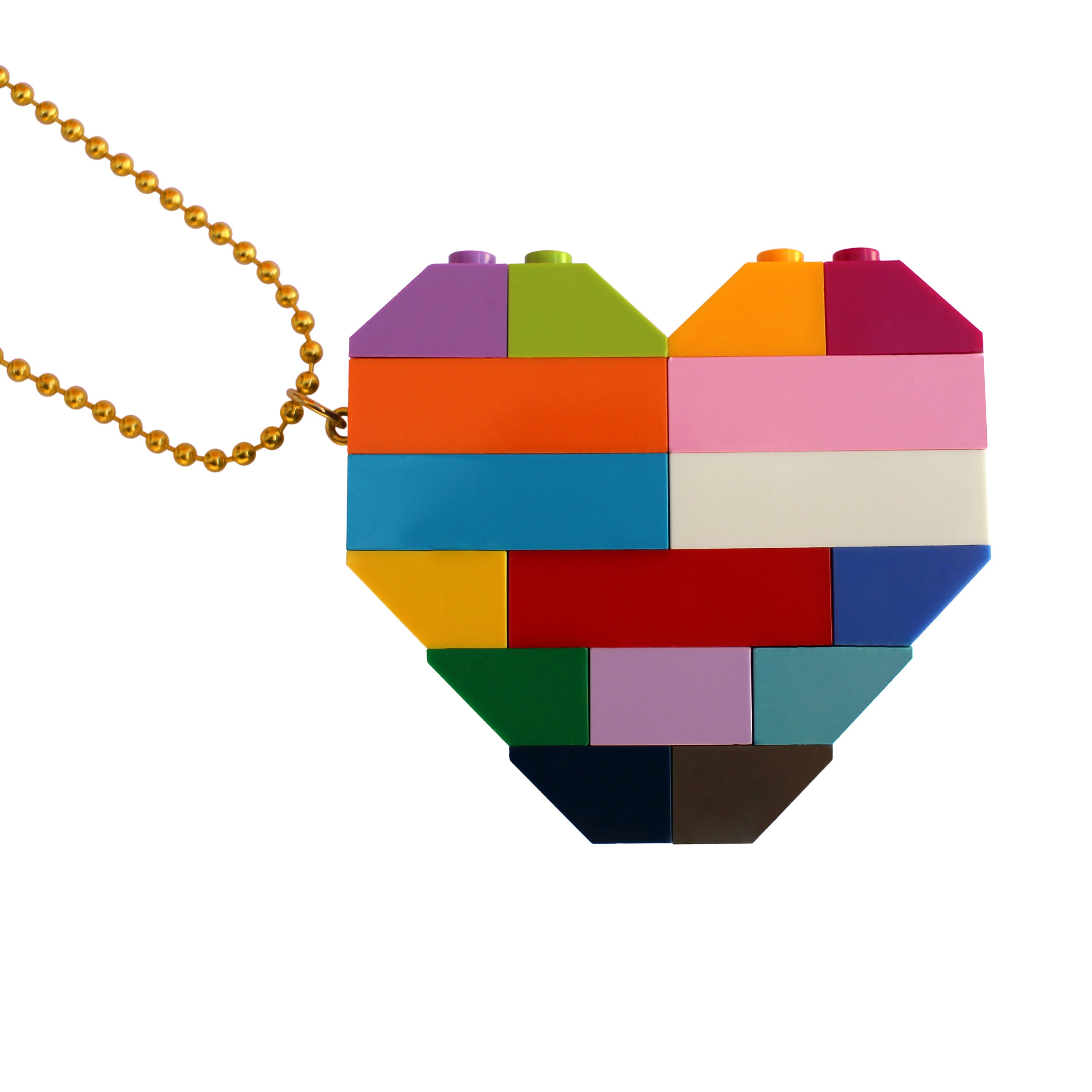 SWAG Hip Hop Colorful Necklace - Chunky Heart Pendant - Made From LEGO ...