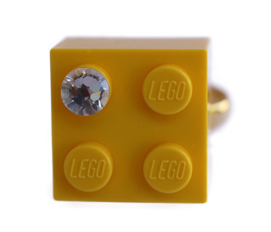 Yellow LEGO® Brick 2x2 With a ‘diamond’ Color SWAROVSKI® Crystal on a ...