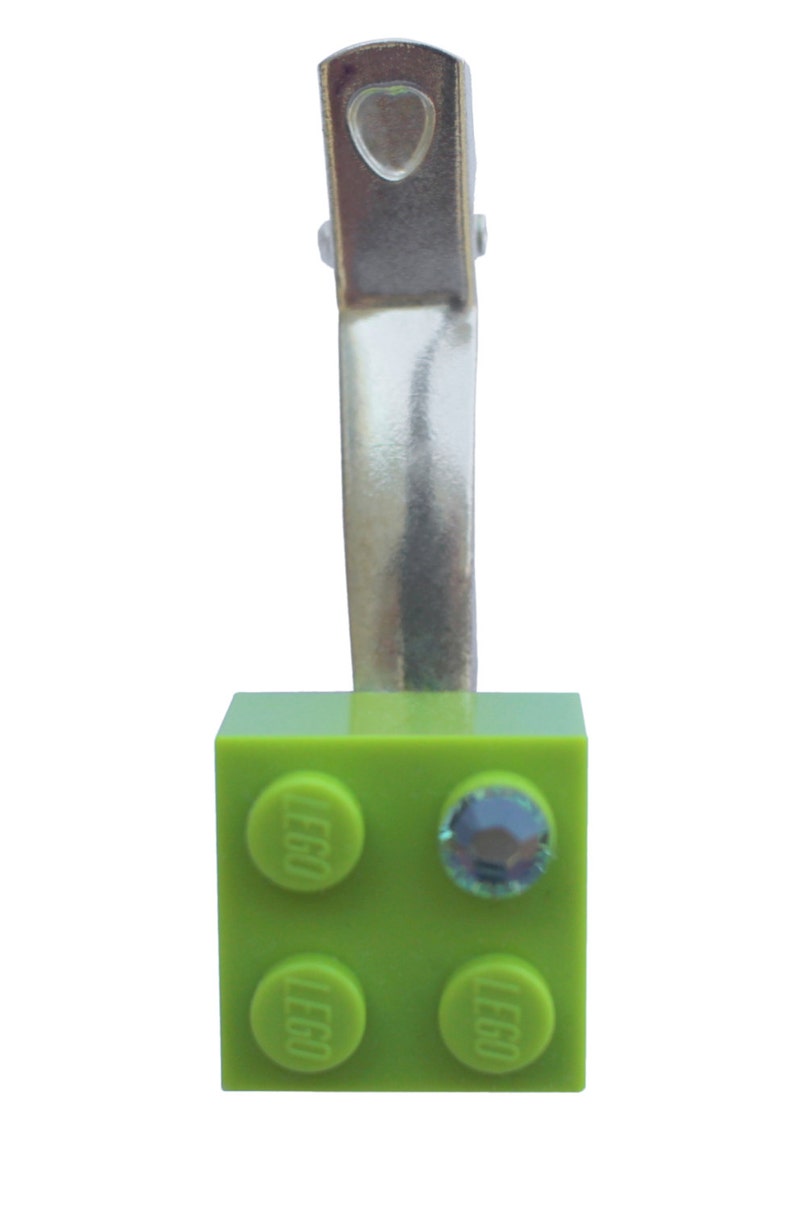 Light Green LEGO® Brick 2x2 With a Green SWAROVSKI® Crystal on a Silver ...