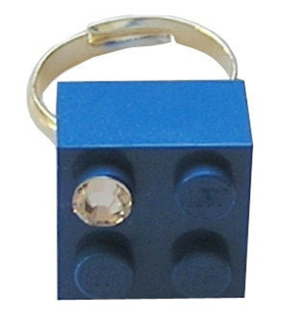 Dark Blue LEGO® Brick 2x2 With a diamond Color SWAROVSKI® Crystal on a ...