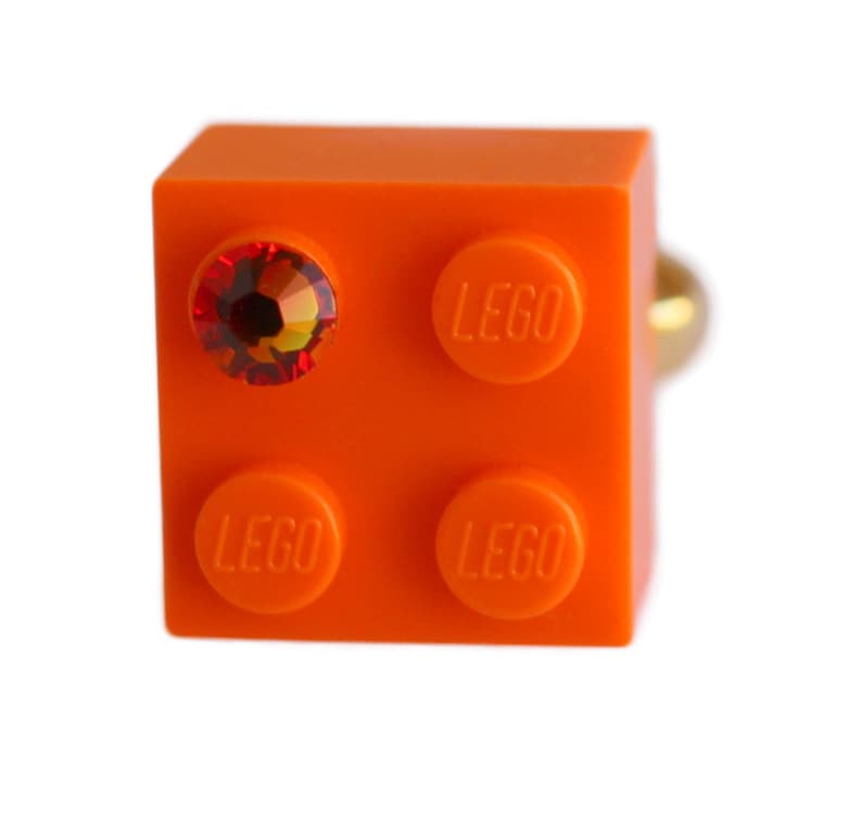 Orange LEGO® Brick 2x2 With an Orange SWAROVSKI® Crystal on a - Etsy