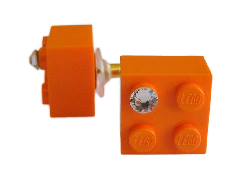 Orange LEGO® Brick 2x2 With a 'diamond' Color SWAROVSKI® Crystal on a ...