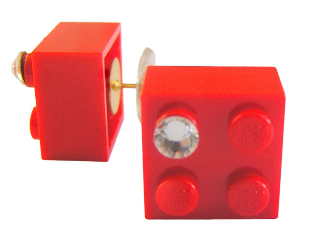 Red LEGO® Brick 2x2 With a 'diamond' Color SWAROVSKI® Crystal on a ...