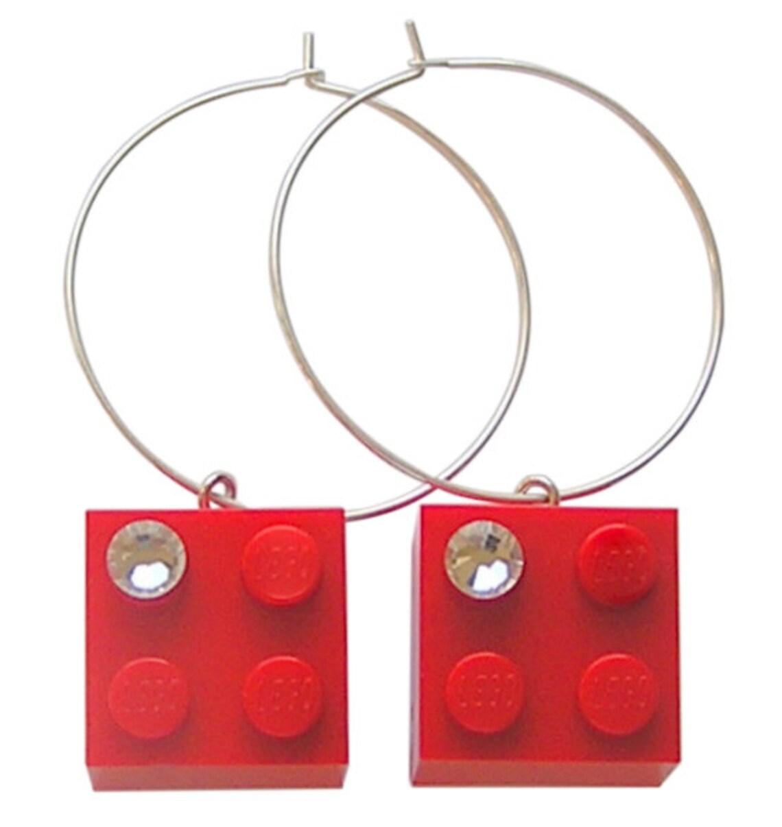 Red LEGO® Brick 2x2 With a diamond Color SWAROVSKI® Crystal - Etsy