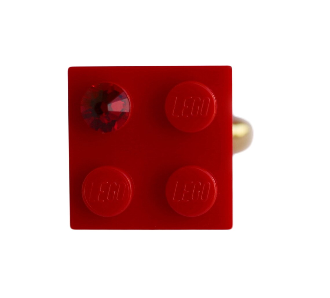 Red LEGO® Brick 2x2 With a Red SWAROVSKI® Crystal on a - Etsy