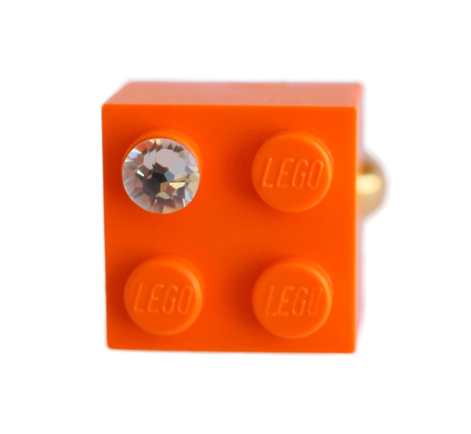 Orange LEGO® Brick 2x2 With a ‘diamond’ Color SWAROVSKI® Crystal on a ...