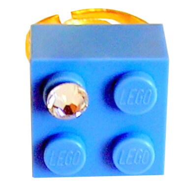 Light Blue LEGO® Brick 2x2 With a ‘diamond’ Color SWAROVSKI® Crystal on ...