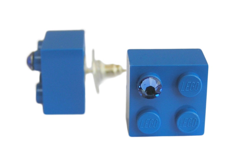 Dark Blue LEGO® Brick 2x2 With a Blue SWAROVSKI® Crystal on a - Etsy Israel