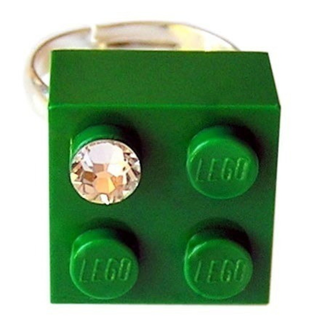 Dark Green LEGO® Brick 2x2 With a 'diamond' Color SWAROVSKI® Crystal on ...