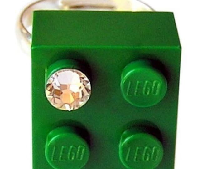 Dark Green LEGO® Brick 2x2 With a 'diamond' Color SWAROVSKI® Crystal on ...