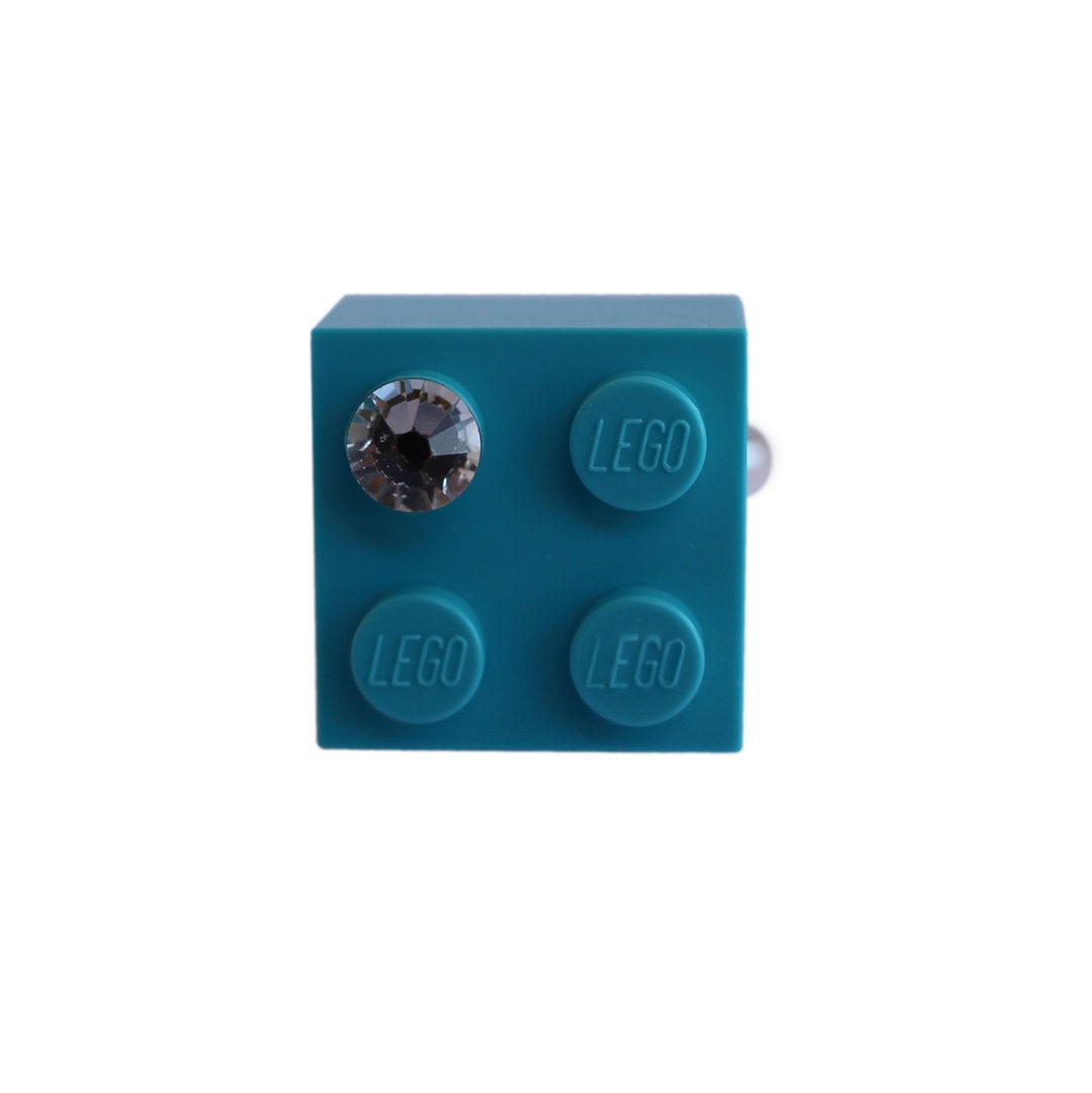 Turquoise Blue LEGO® Brick 2x2 With a diamond Color SWAROVSKI® Crystal ...