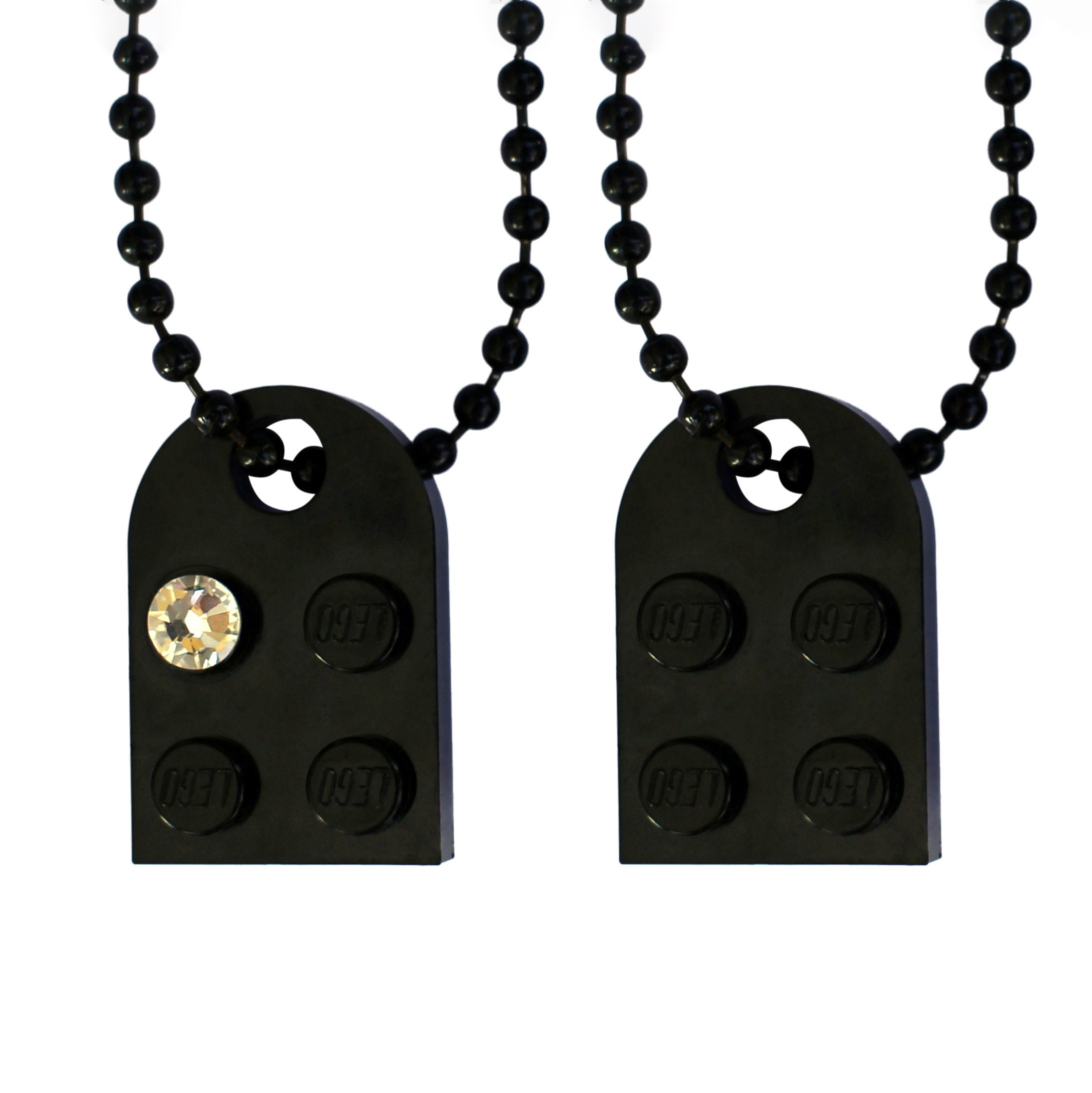 Black 2 Piece Customizable Heart Made From 2 LEGO® Plates With a ...