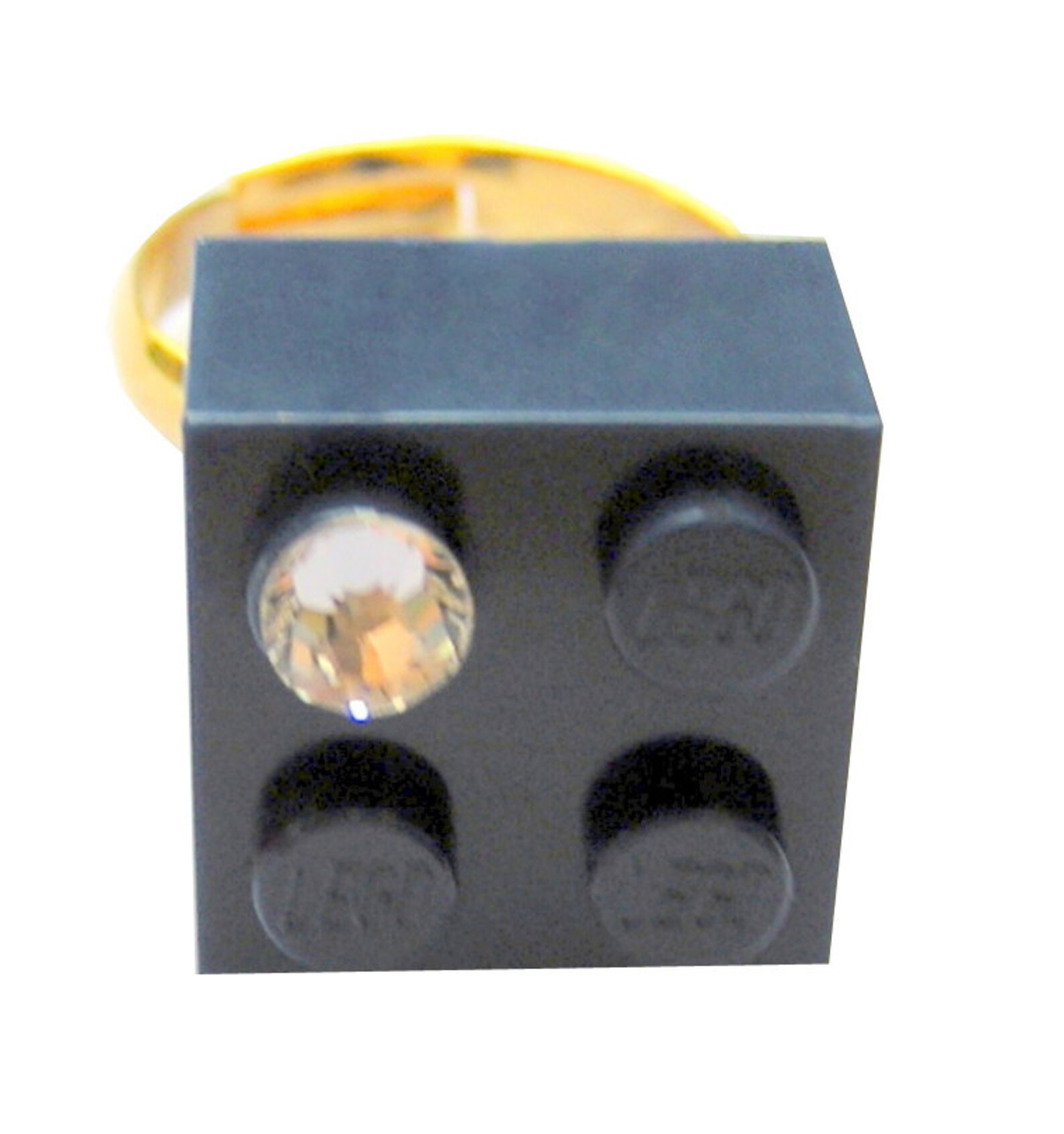 Navy Blue LEGO® Brick 2x2 With a ‘diamond’ Color SWAROVSKI® Crystal on ...