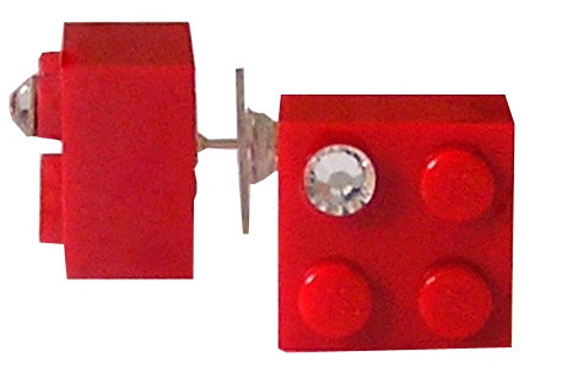 Red LEGO® Brick 2x2 With a 'diamond' Color SWAROVSKI® - Etsy