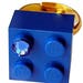 Dark Blue LEGO® Brick 2x2 With a Blue SWAROVSKI® Crystal on a Silver ...