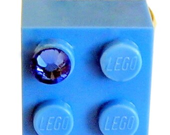Turquoise Blue LEGO® Brick 2x2 With a Blue SWAROVSKI® Crystal | Etsy