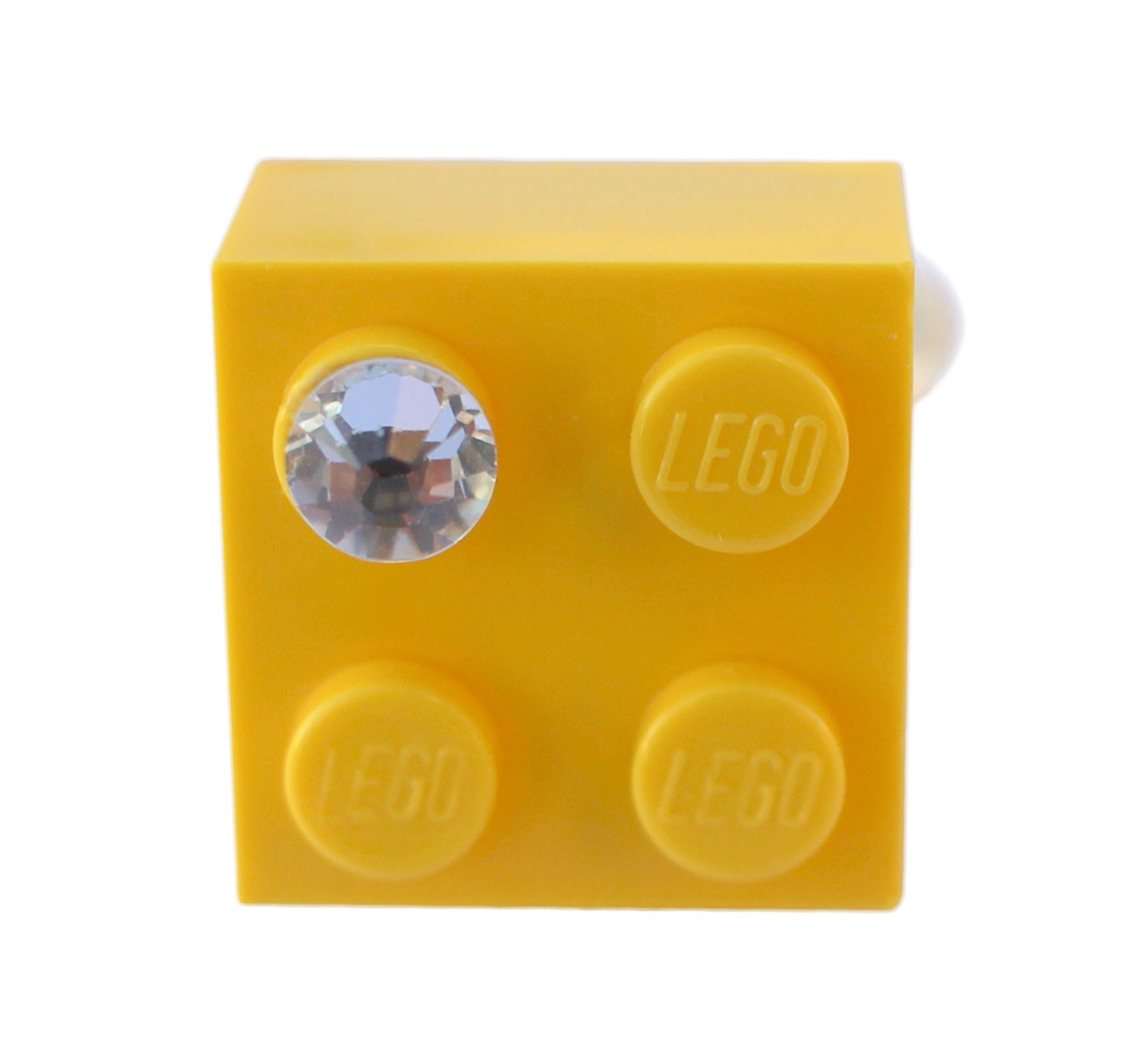 Yellow LEGO® Brick 2x2 With a diamond Color SWAROVSKI® - Etsy Israel