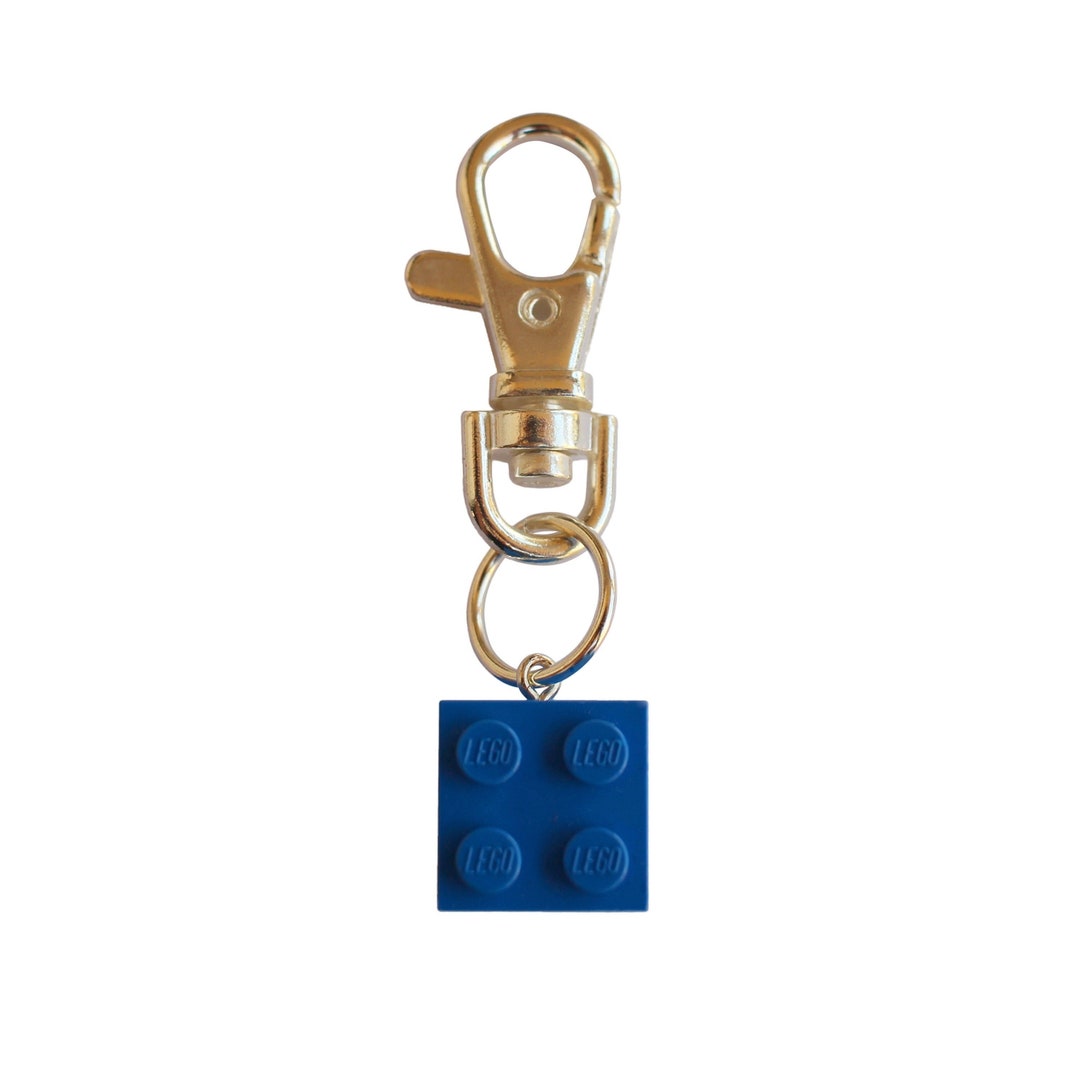 Dark Blue LEGO® Brick 2x2 on a Silver/gold Keyring keychain Gift for ...