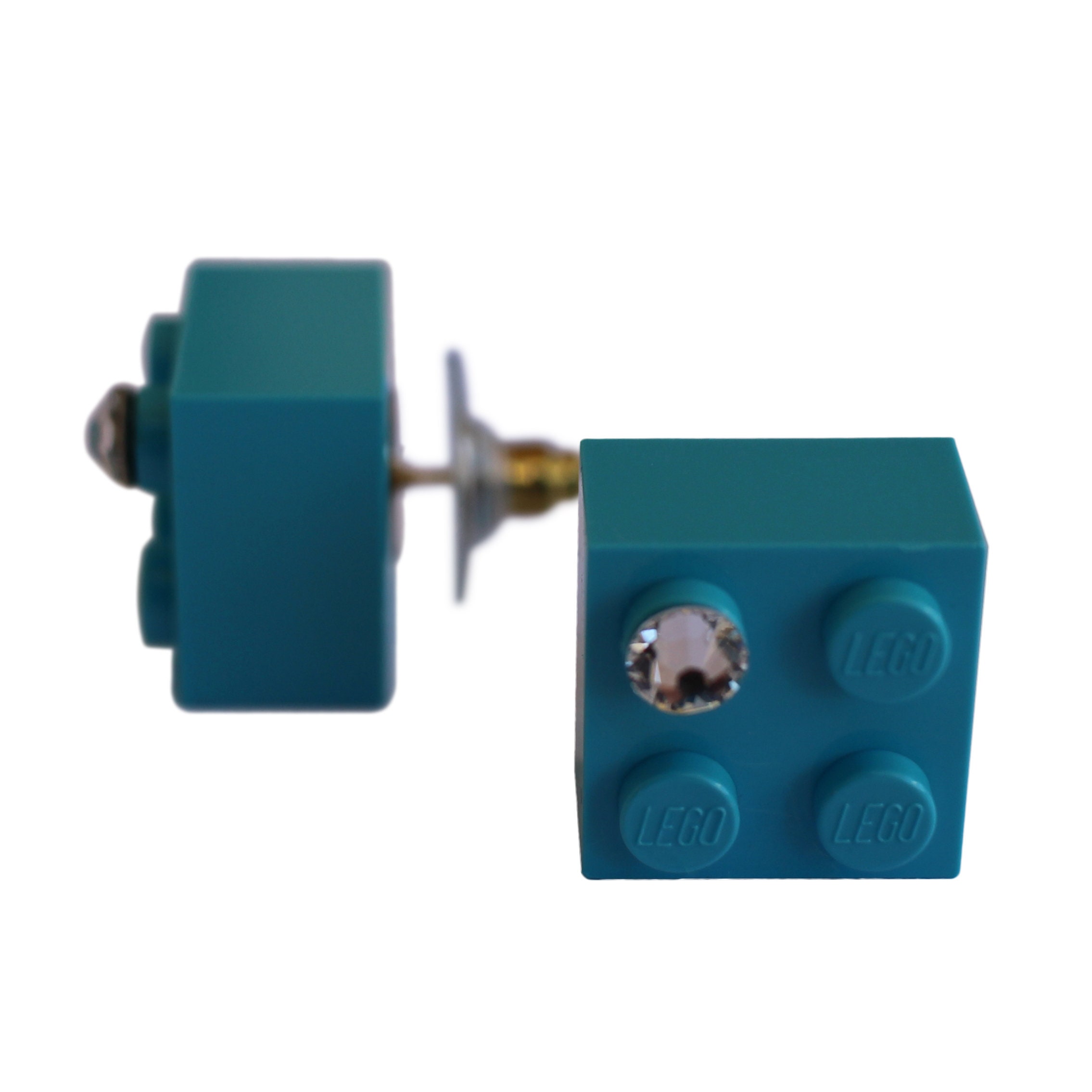 Turquoise Blue LEGO® Brick 2x2 With a diamond Color SWAROVSKI® Crystal ...