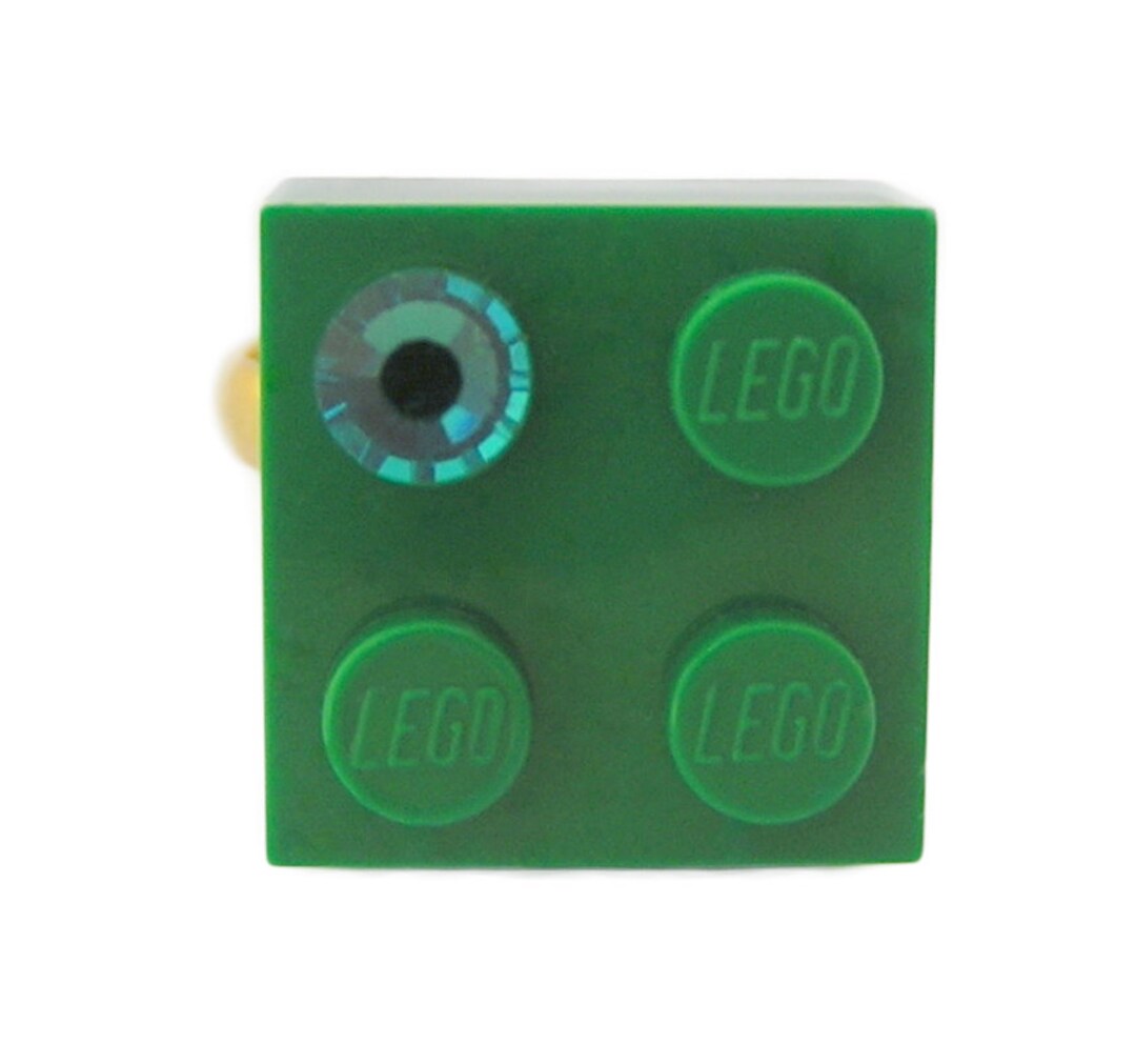 Dark Green LEGO® Brick 2x2 With a Green SWAROVSKI® Crystal on - Etsy