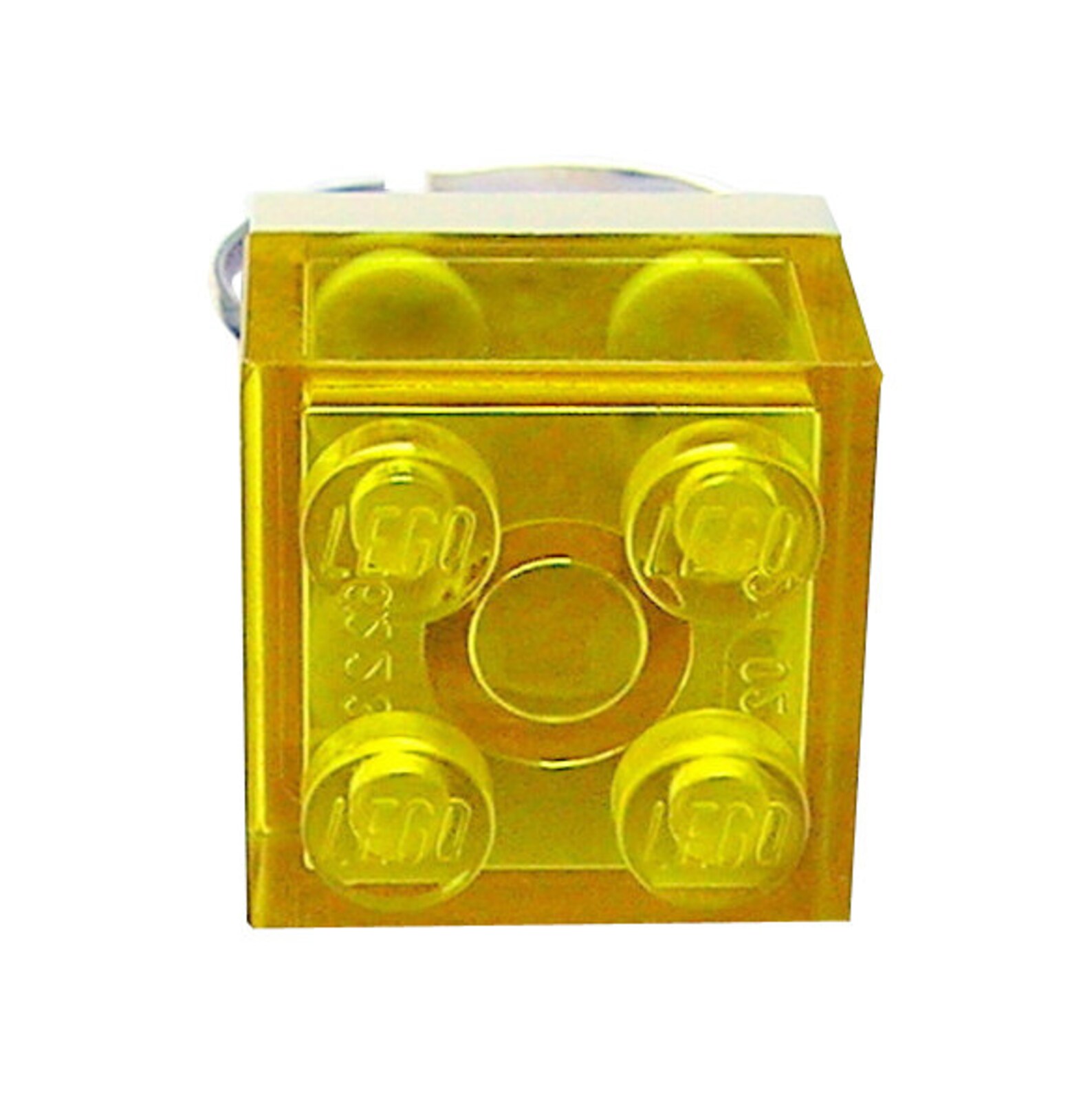 Transparent Yellow LEGO® Brick 2x2 on a Silver/gold Plated Adjustable ...