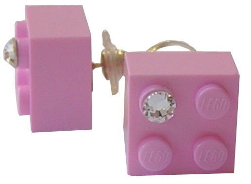 Light Pink LEGO® Brick 2x2 With a 'diamond' Color SWAROVSKI® Crystal on ...