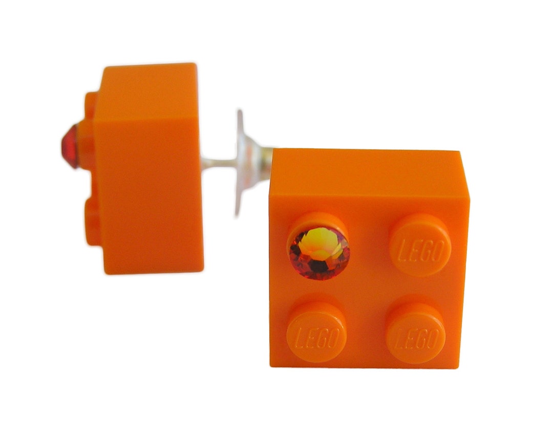 Orange LEGO® Brick 2x2 With an Orange SWAROVSKI® Crystal on a - Etsy