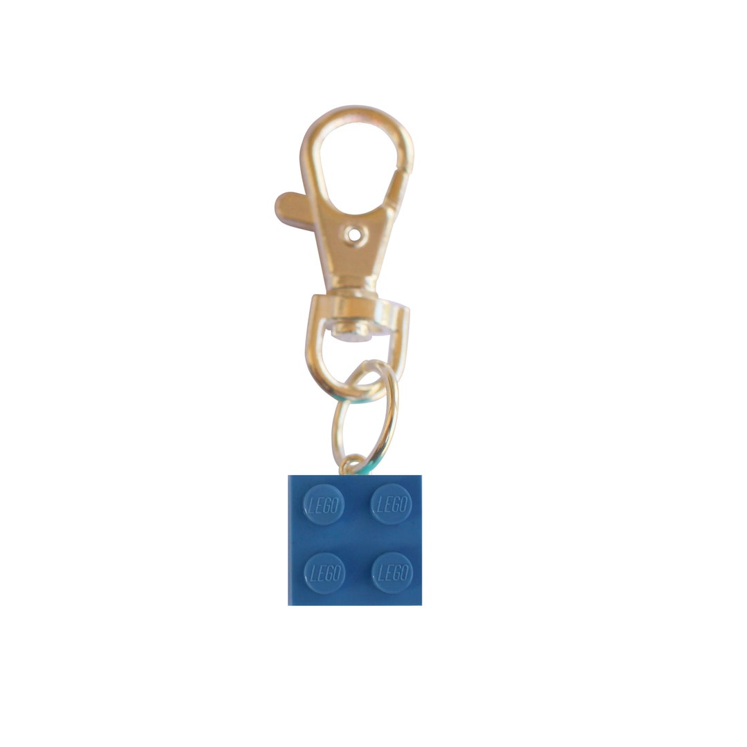 Light Blue LEGO® Brick 2x2 on a Silver/gold Keyring keychain Gift for ...