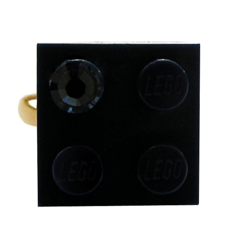 Navy Blue LEGO® Brick 2x2 With a Blue SWAROVSKI® Crystal on a Silver ...