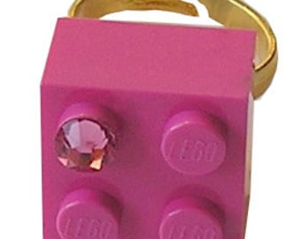 Dark Pink LEGO® Brick 2x2 With a Pink SWAROVSKI® Crystal on a - Etsy