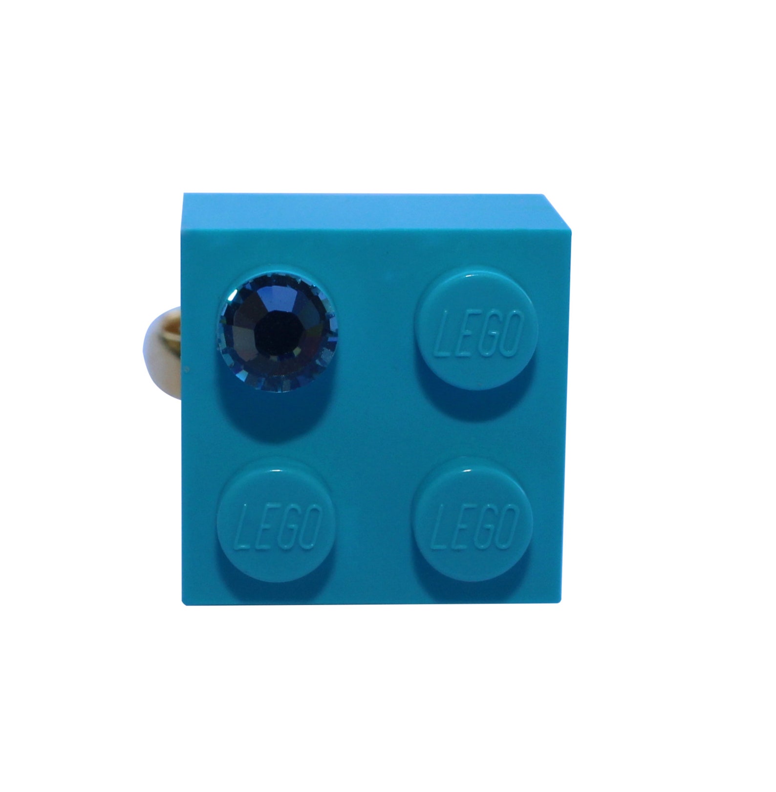 Turquoise Blue LEGO® brick 2x2 with a Blue SWAROVSKI® crystal | Etsy